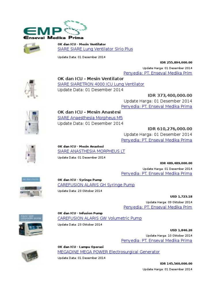 Produk Medis PT. Enseval Medika Prima | PDF