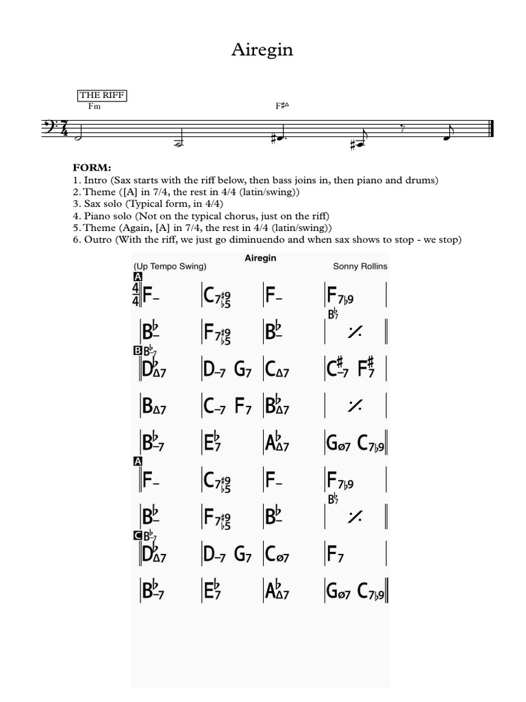 Airegin Arrangement For 4tet PDF | PDF
