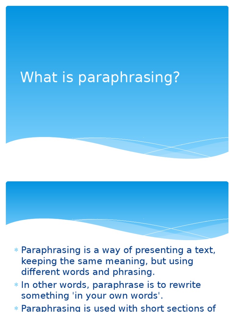 What Is Paraphrasing | PDF | Phrase | Morphology