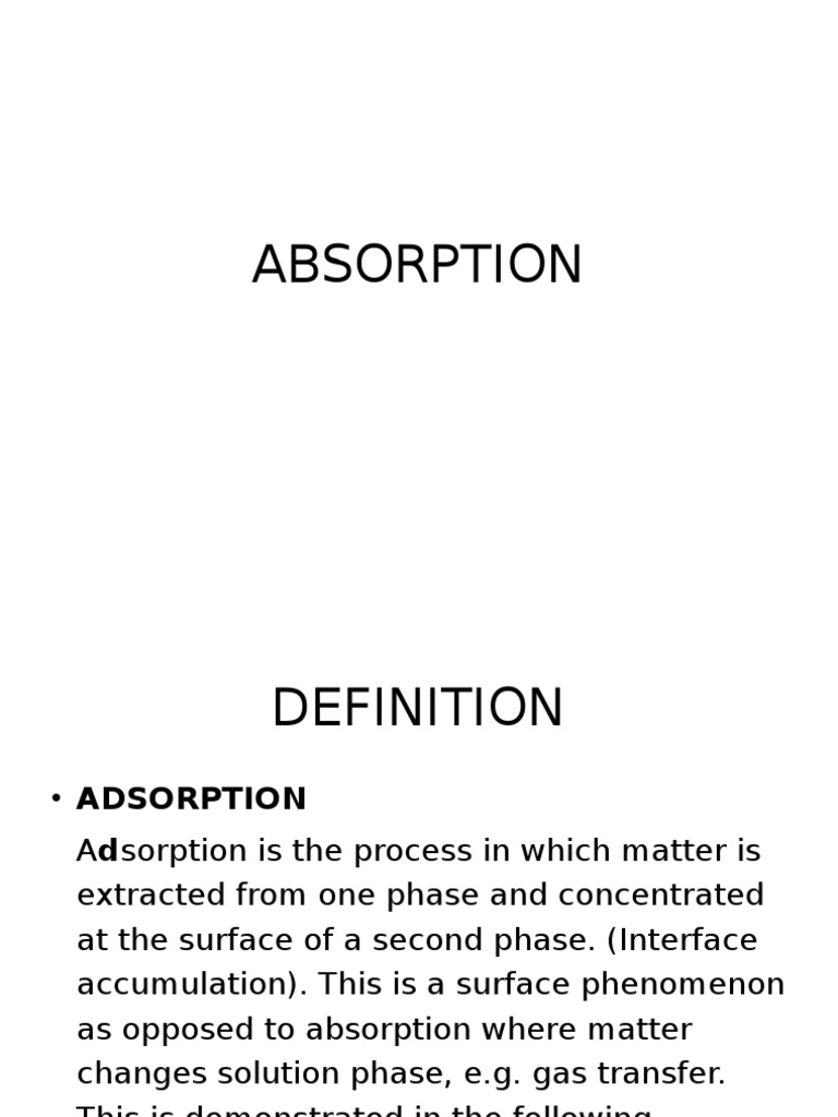 Adsorption vs. Absorption Explained | PDF