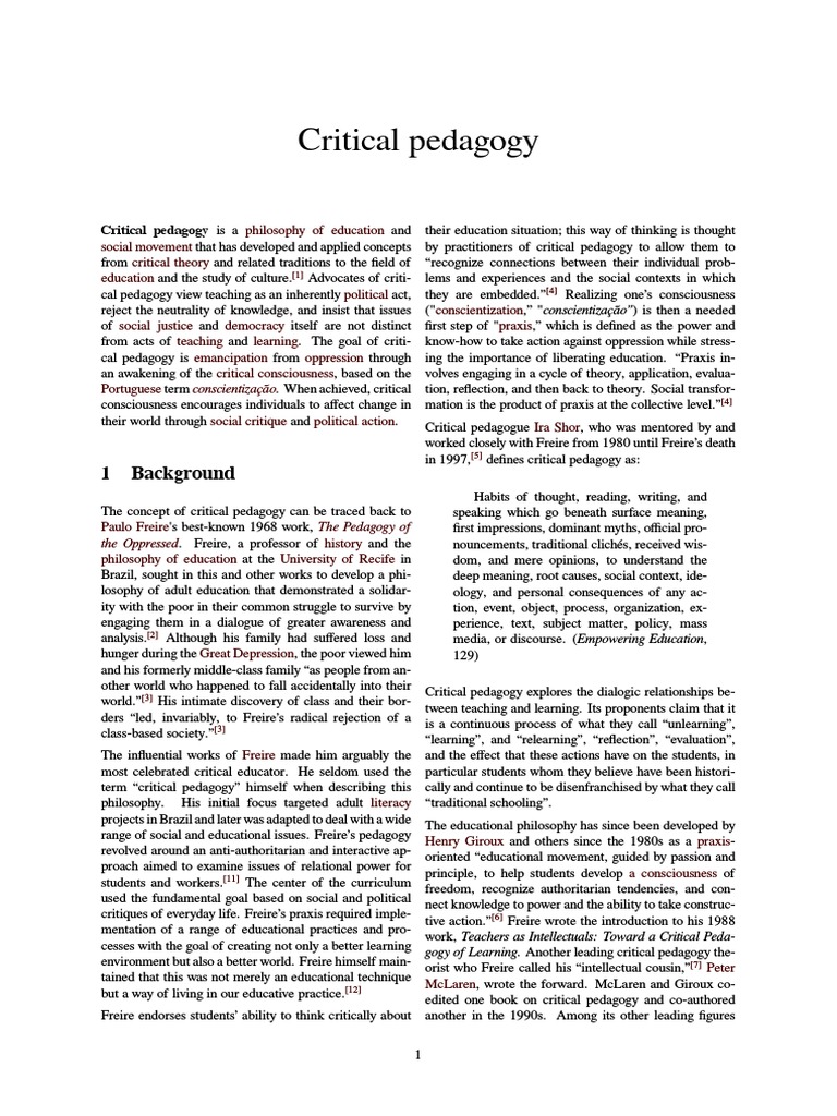 1 Critical Pedagogy | PDF | Critical Theory | Epistemology
