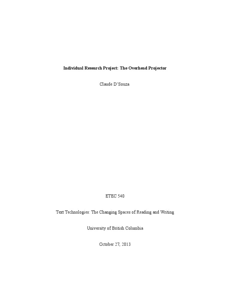 ETEC 540 Individual Research Project by Claude D'Souza | PDF ...