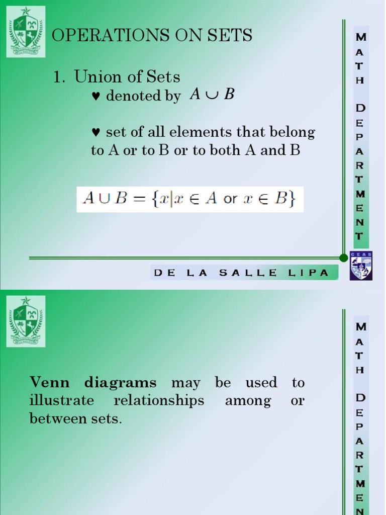 Operations On Sets Pdf Set Mathematics Mathematical Concepts