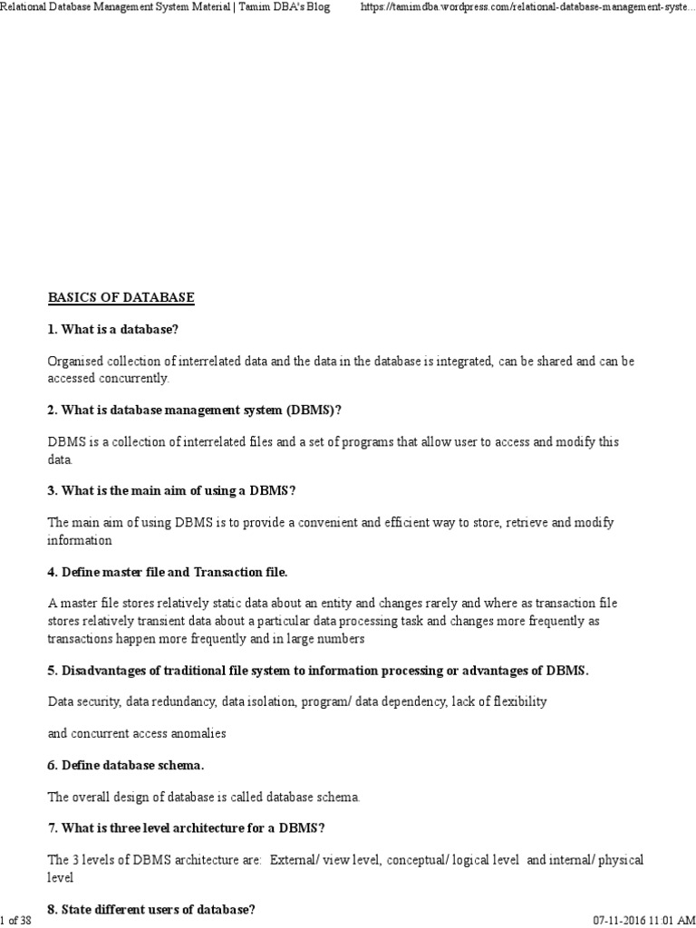 Relational Database Management System Material | PDF | Databases | Relational Database