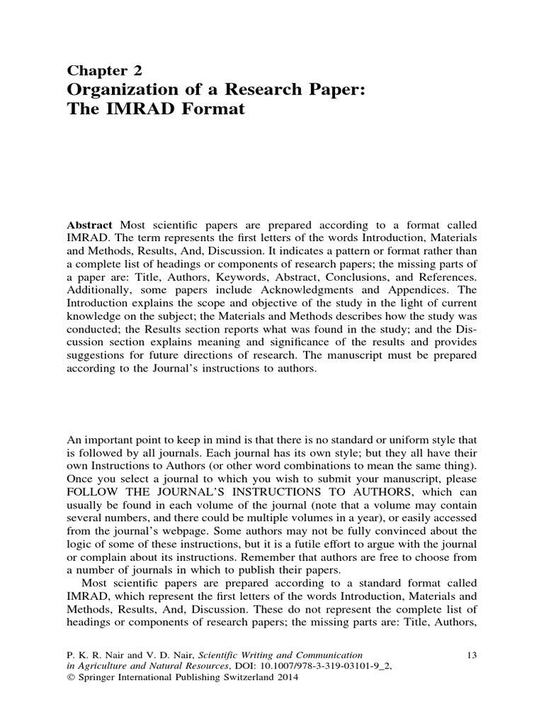 Organization of a Research Paper: The IMRAD Format | Abstract (Summary ...