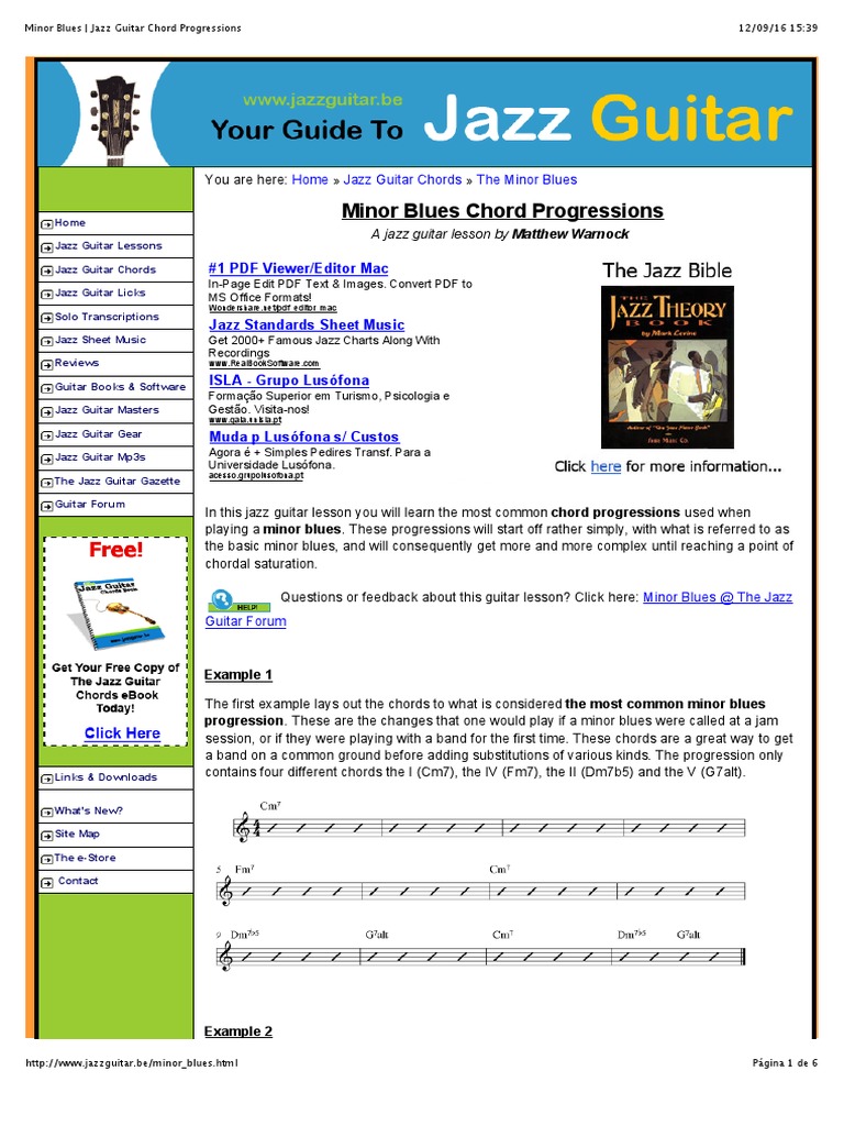2-Minor Blues - Jazz Guitar Chord Progressions PDF | PDF | Chord (Music ...