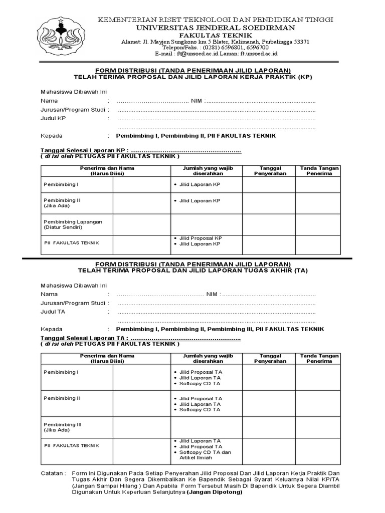 Blangko Serah Terima Laporan KP-TA | PDF