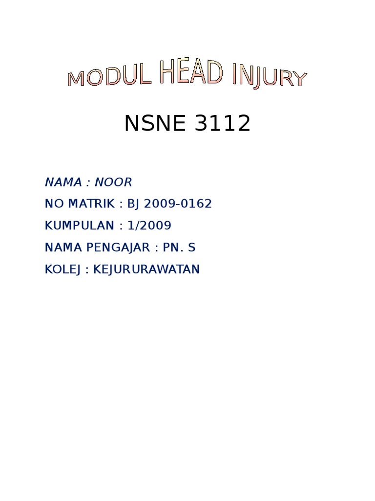 NSNE 3112 Head Injury Kecederaan Kepala | PDF