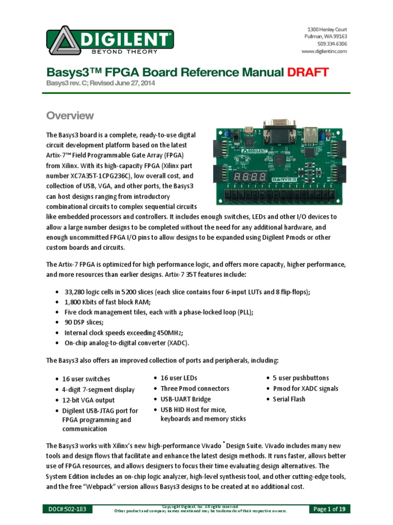 Reference Manual Basys3 | PDF | Cathode Ray Tube | Field Programmable ...