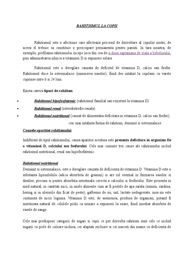 Rahitismul La Copii - Bobe Claudia | PDF