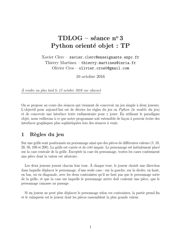 TDLOG03 Python2 TP Sujet | PDF | Loisirs | Informatique et technologies de l'information