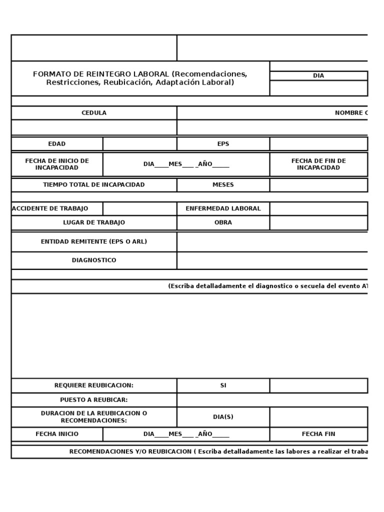 Informe de Reintegro Laboral | PDF