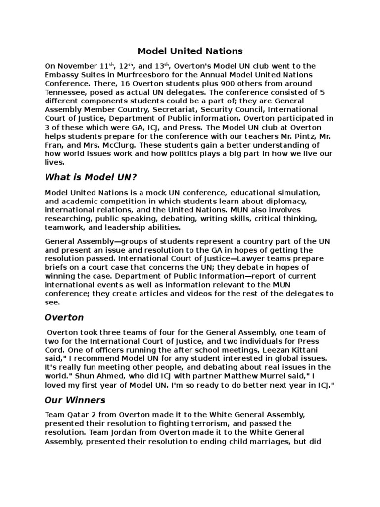 mun article | United Nations | International Politics | Free 30-day ...