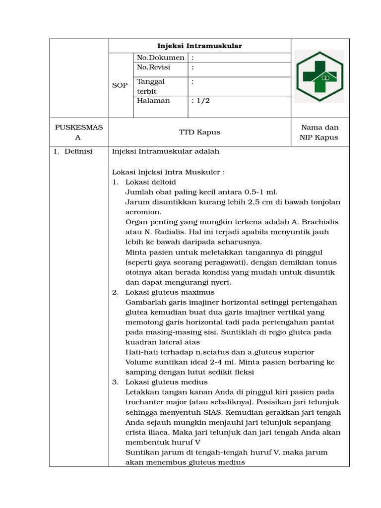 SOP Injeksi Im Ok | PDF