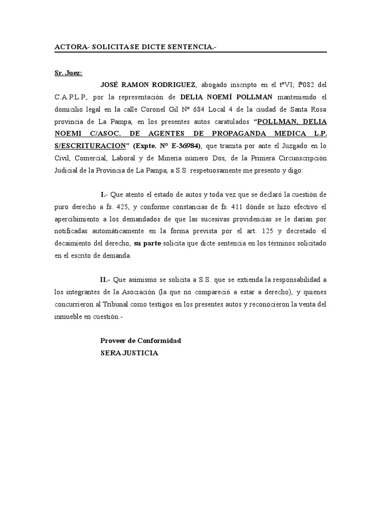 Solicita Se Dicte Sentencia 01 | PDF