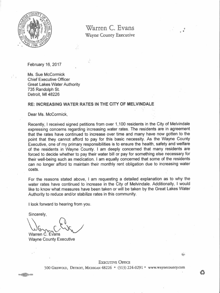 Melvindale Water Rates Letter | PDF