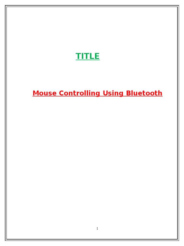 Mouse Controlling Using Bluetooth | PDF | Graphical User Interfaces | Personal Computers