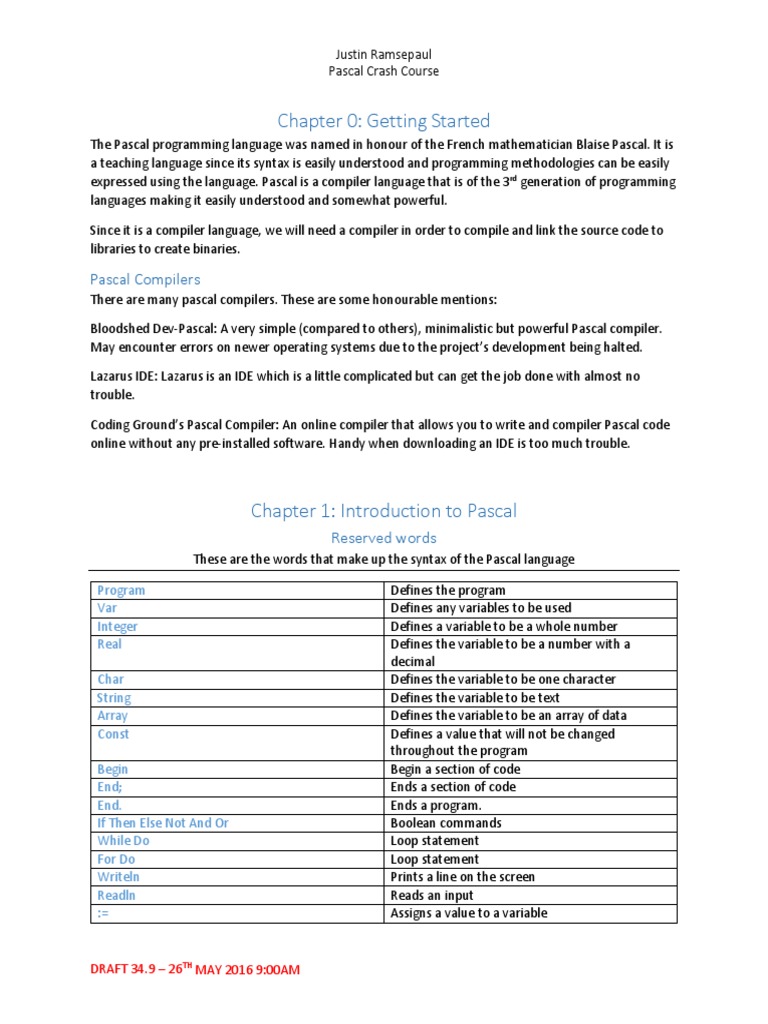 Pascal Crash Course | Download Free PDF | Array Data Type | Subroutine