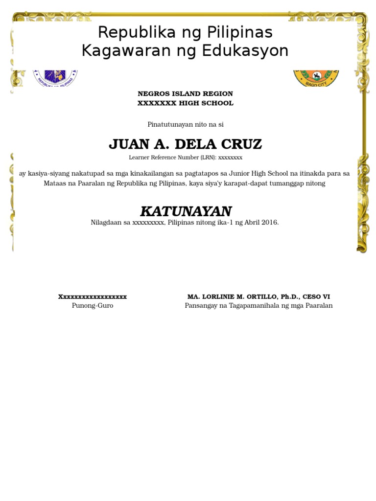 Junior High School Certificate-TEXTBOX | PDF