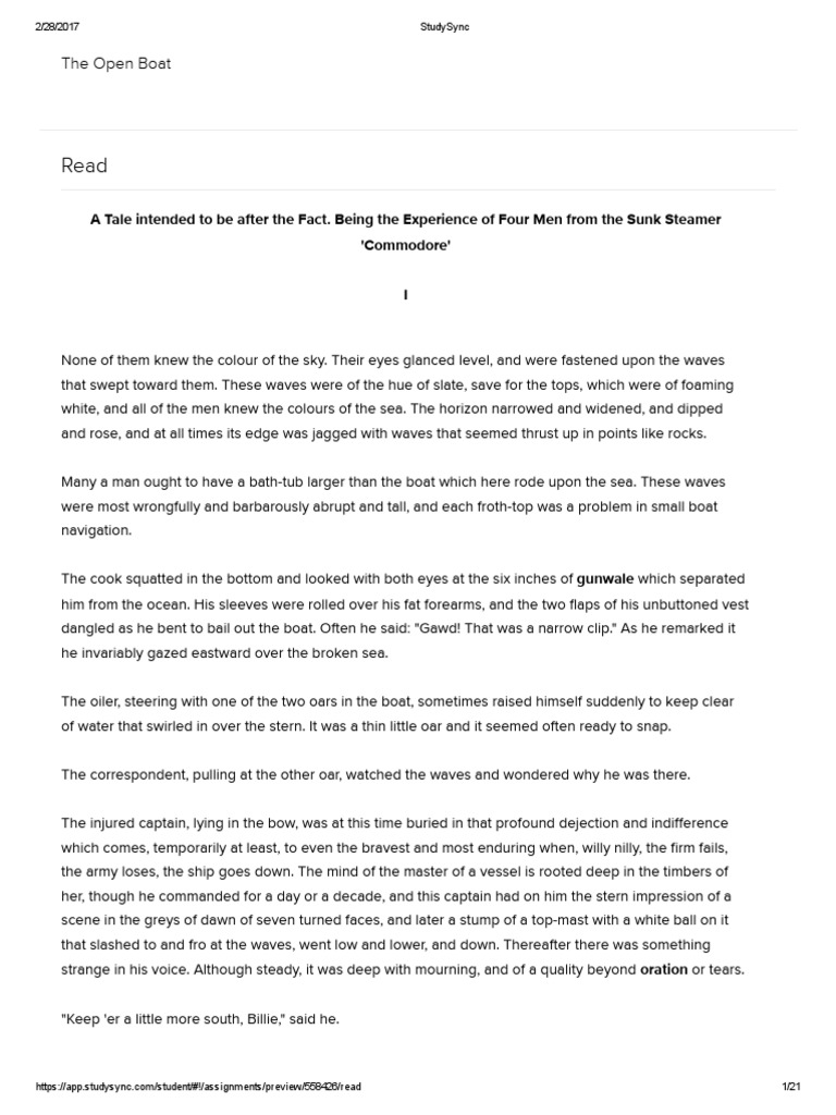 The Open Boat PDF | PDF | Rowing | Nature