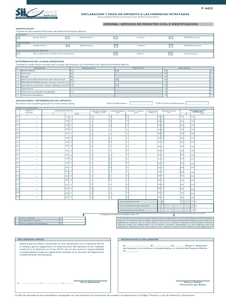 Formulario Posesión Efectiva(SII) | Herencia | Derecho y economía