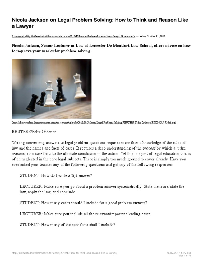 Nicola Jackson On Legal Problem Solving - How To Think and Reason Like ...