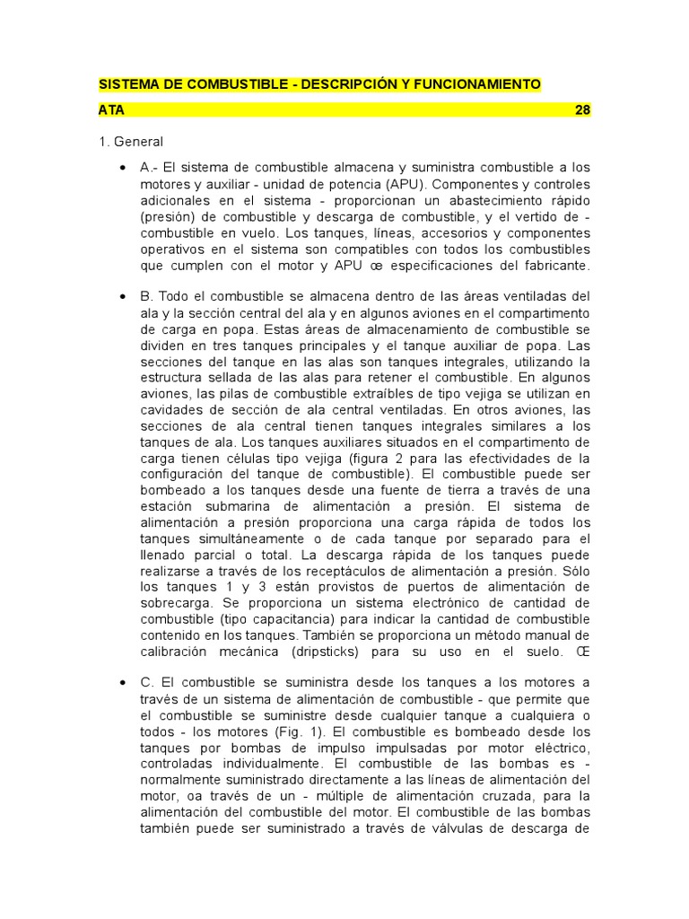 Sistema de Combustible Ata 28 y 73 | PDF | Tanques | Bomba