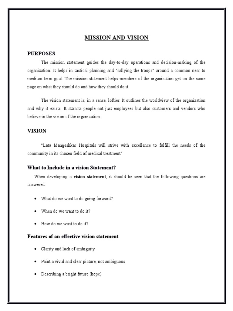 Mission and Vision | Health Care | Public Health