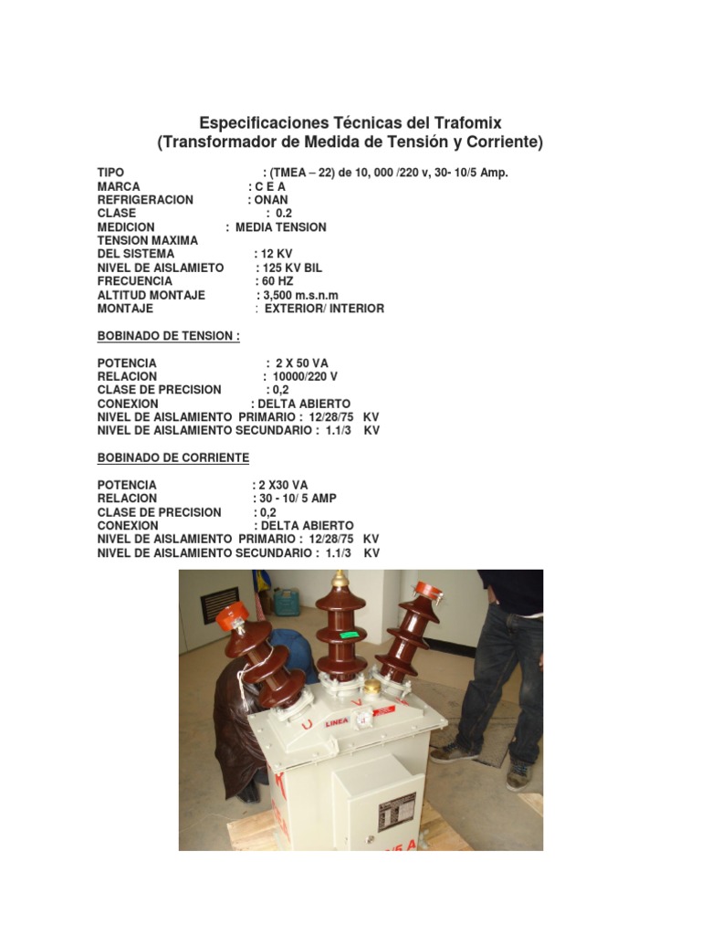 Especificaciones Técnicas Del Trafomix 2016 | PDF