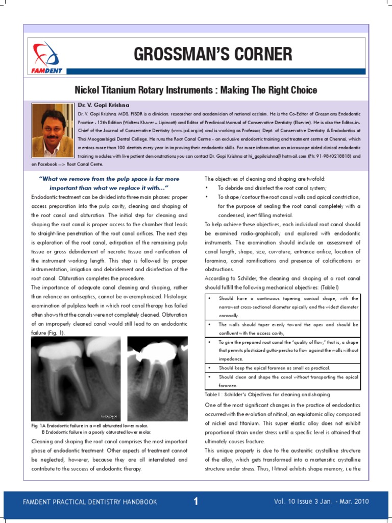 Nickel Titanium Rotary Instruments Making The Right Choice Jan 2012 ...