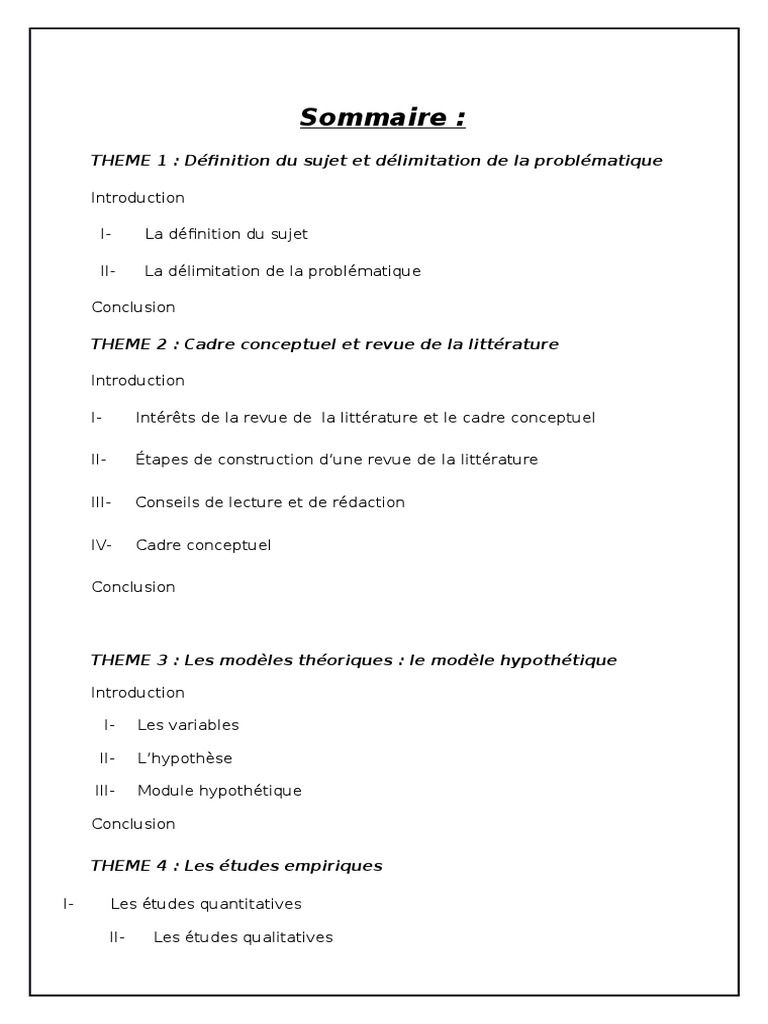 Cours Méthodologie de Recherche | Cadre conceptuel | Recherche d ...