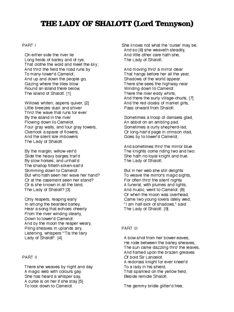 The Lady of Shalott | PDF | Arthurian Legend | Nature