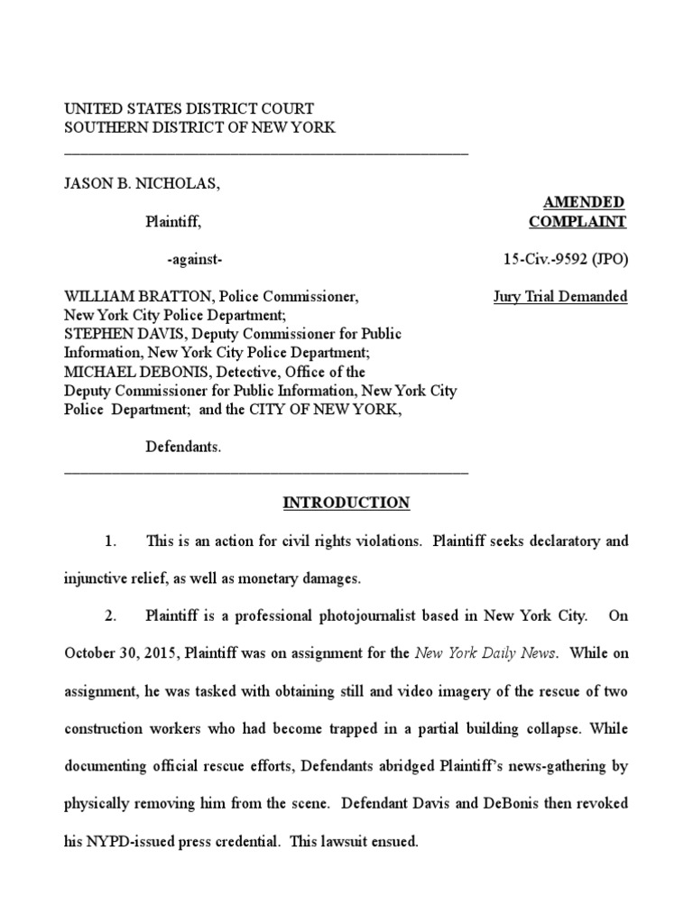 Amended Complaint Master | PDF | New York City Police Department ...