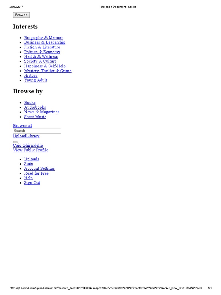 Upload A Document | PDF | Scribd | World Wide Web