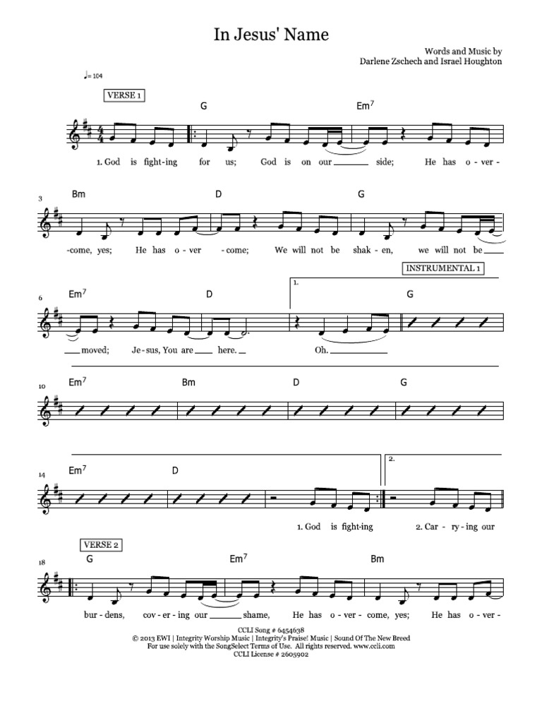 In Jesus' Name Lead Sheet PDF | PDF