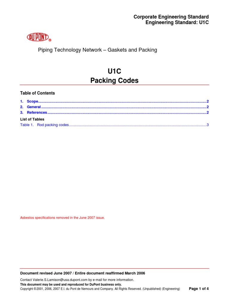 U1C | PDF | Du Pont | Specification (Technical Standard)