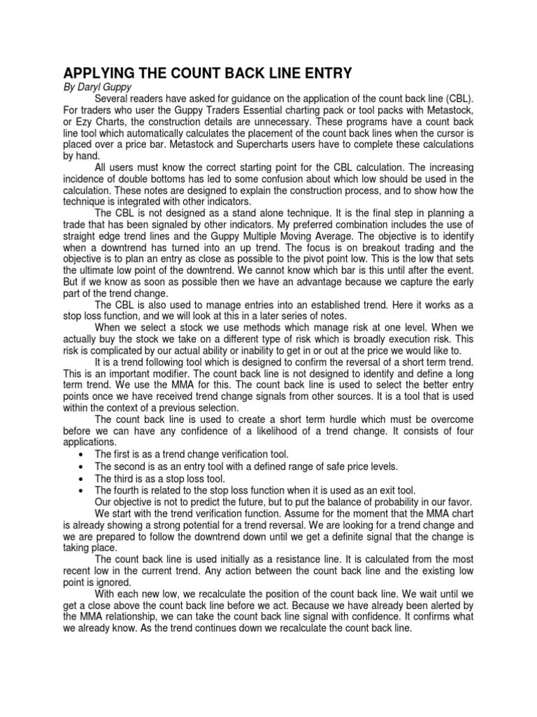 Daryl Guppy Applying The Count Back Line Entry Trading On Volume and ...