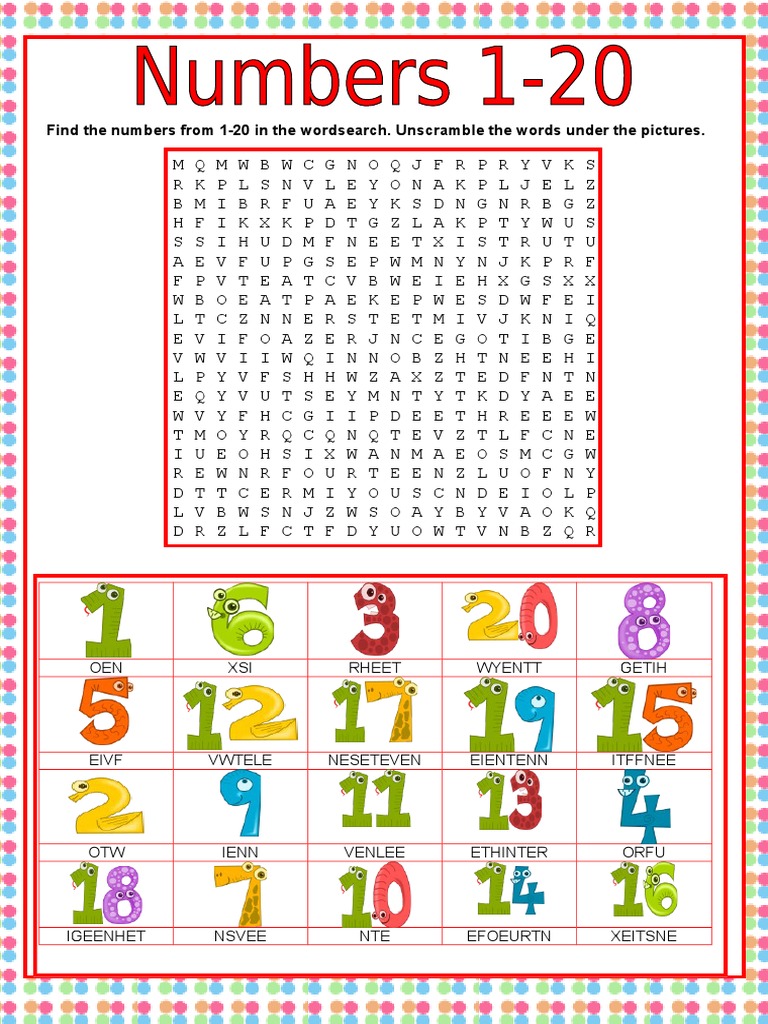 numbers-1-to-20 | Word Puzzles | Leisure