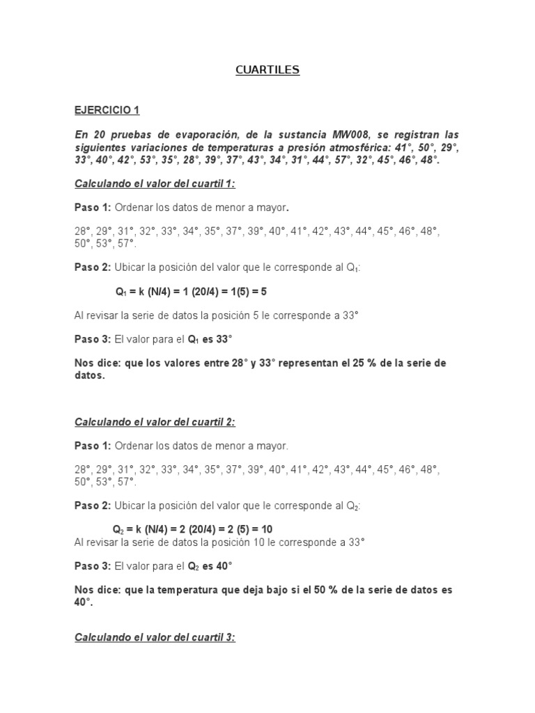 Ejercicios - Cuartiles Deciles | PDF | Estadísticas descriptivas | Análisis estadístico