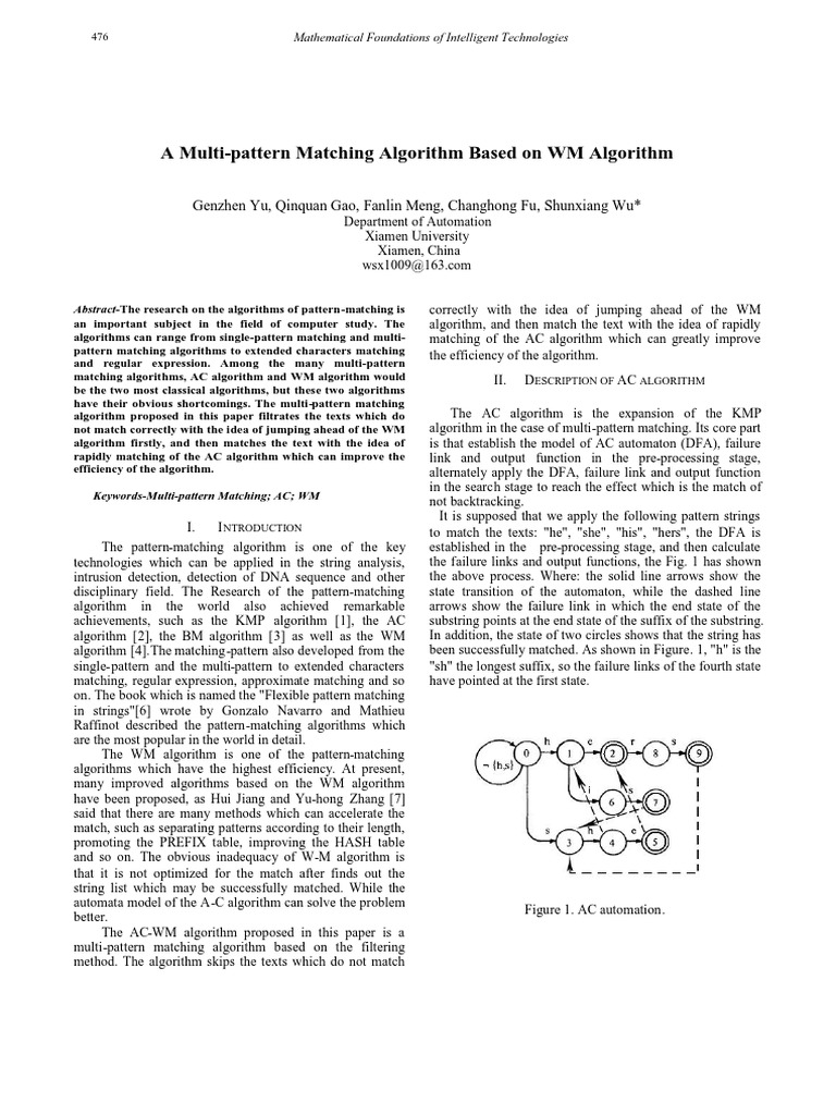 A Multi Pattern Matching Algorithm Based On Wm Algorithm Pdf 0077