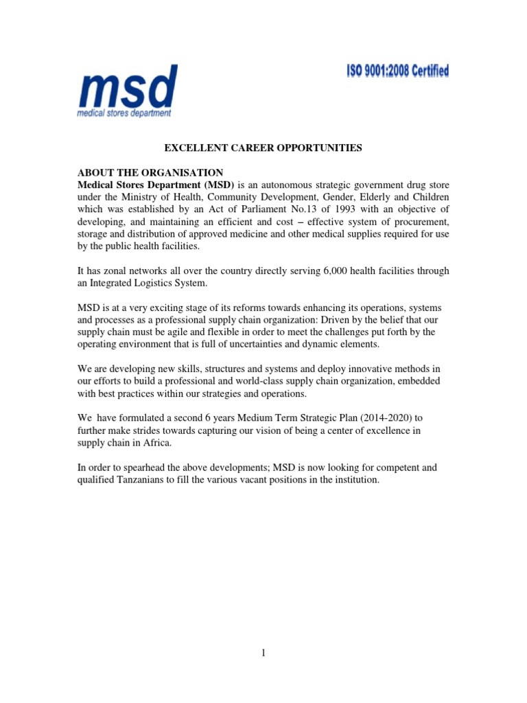 Job Advert MSD | PDF | Internal Audit | Audit