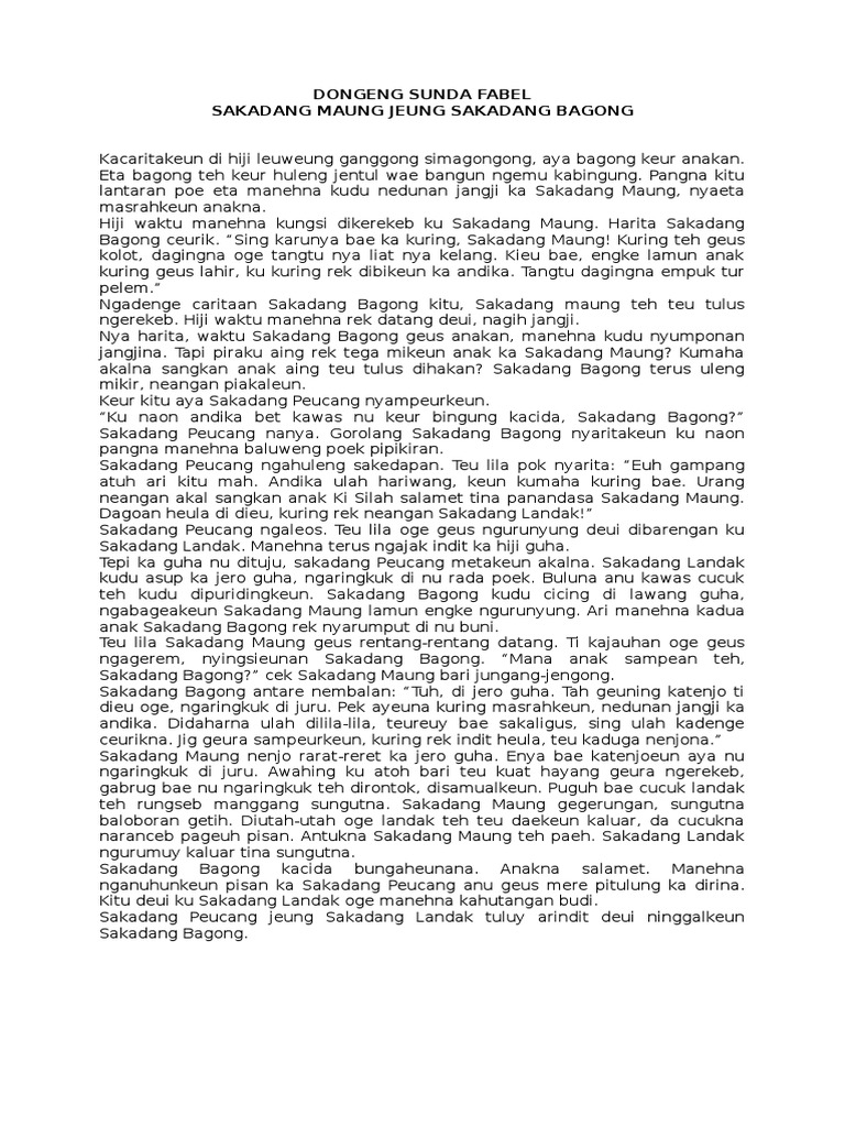 Dongeng Fabel Basa Sunda | PDF