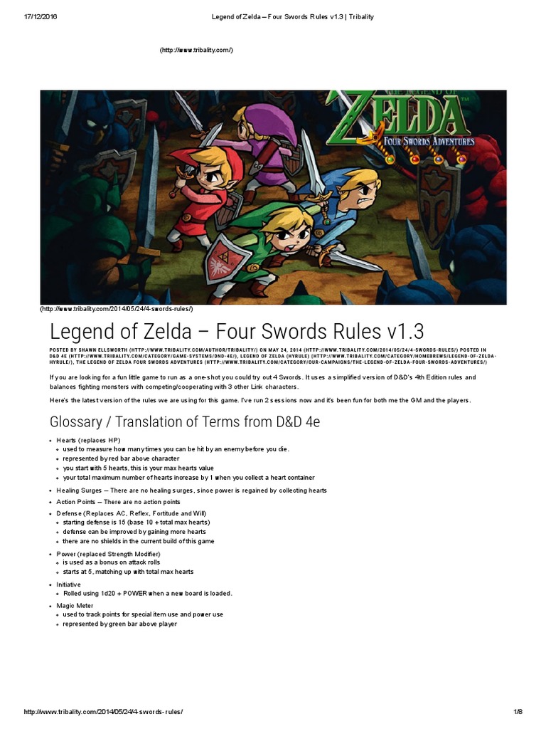 Legend of Zelda - Four Swords Rules v1 | PDF