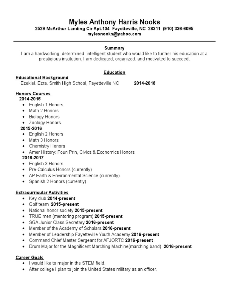 High School Student Resume | PDF
