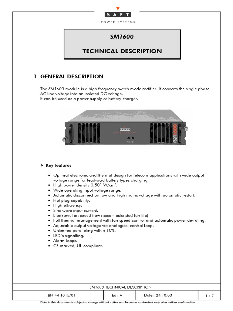 RECT, Modul SM1600,48V/30A, AEG | PDF | Rectifier | Direct Current