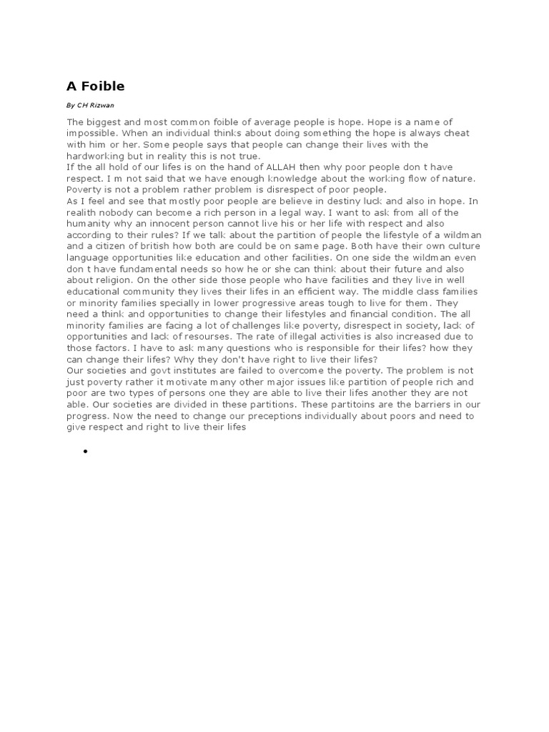 A Foible: by CH Rizwan | PDF