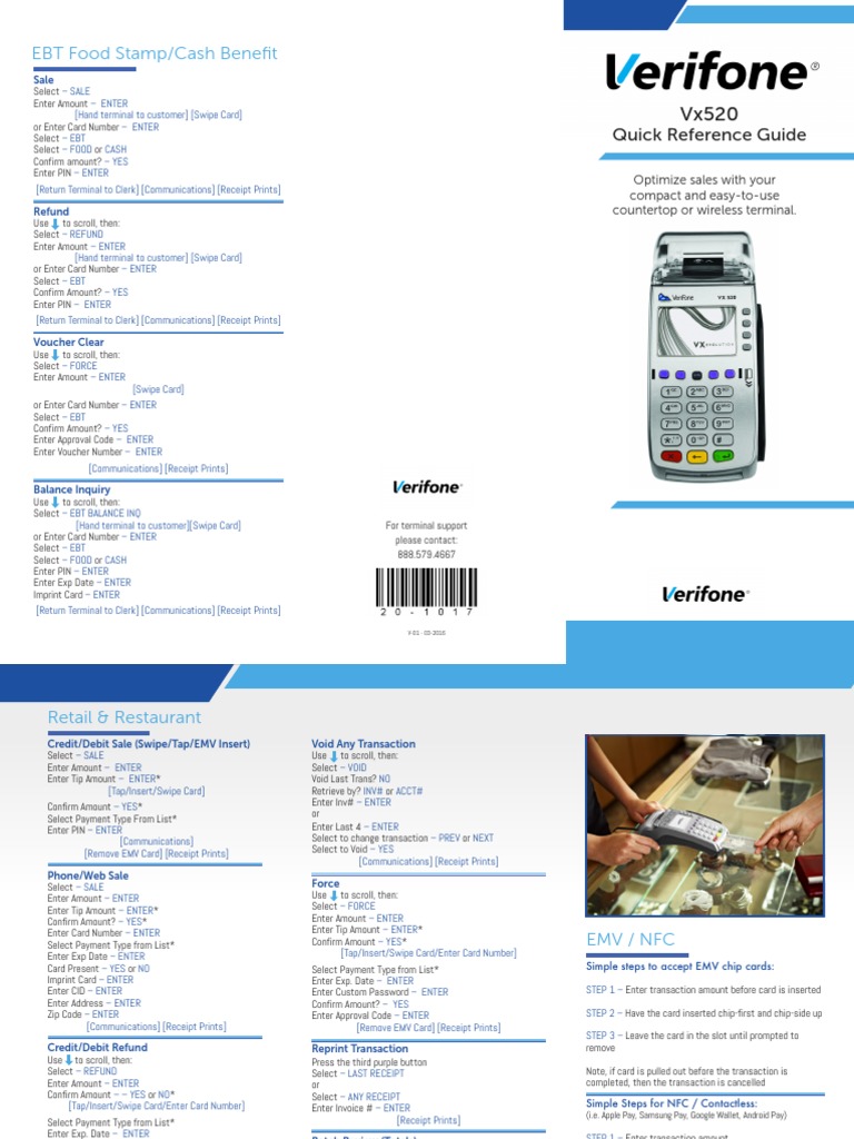 VX520 Quick Reference Guide | PDF | Emv | Receipt