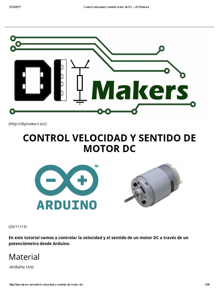 Control Velocidad y Sentido Motor de DC - DIYMakers | PDF | Fuerza ...