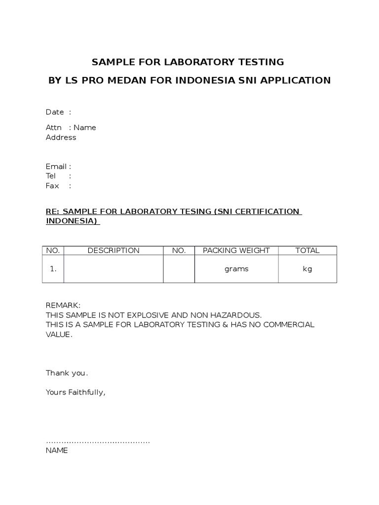 Sample For Laboratory Testing by Ls Pro Medan For Indonesia Sni ...
