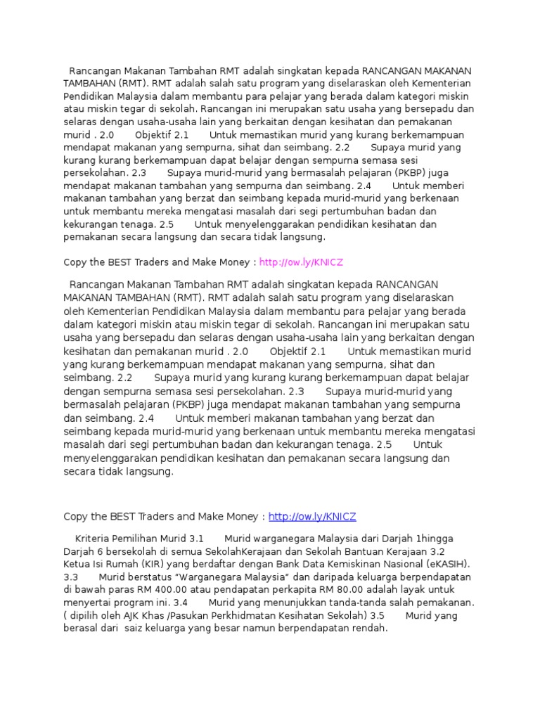 Rancangan Makanan Tambahan RMT Adalah Singkatan Kepada RANCANGAN ...